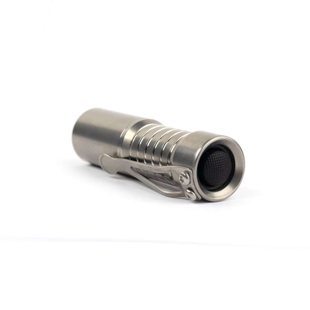 Tumbled Titanium Groovy Arcadian – CWF Custom Flashlights